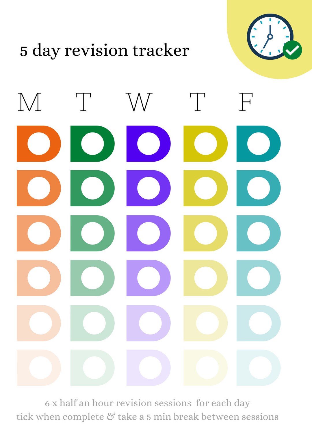 5 Day Revision Tracker - Etsy