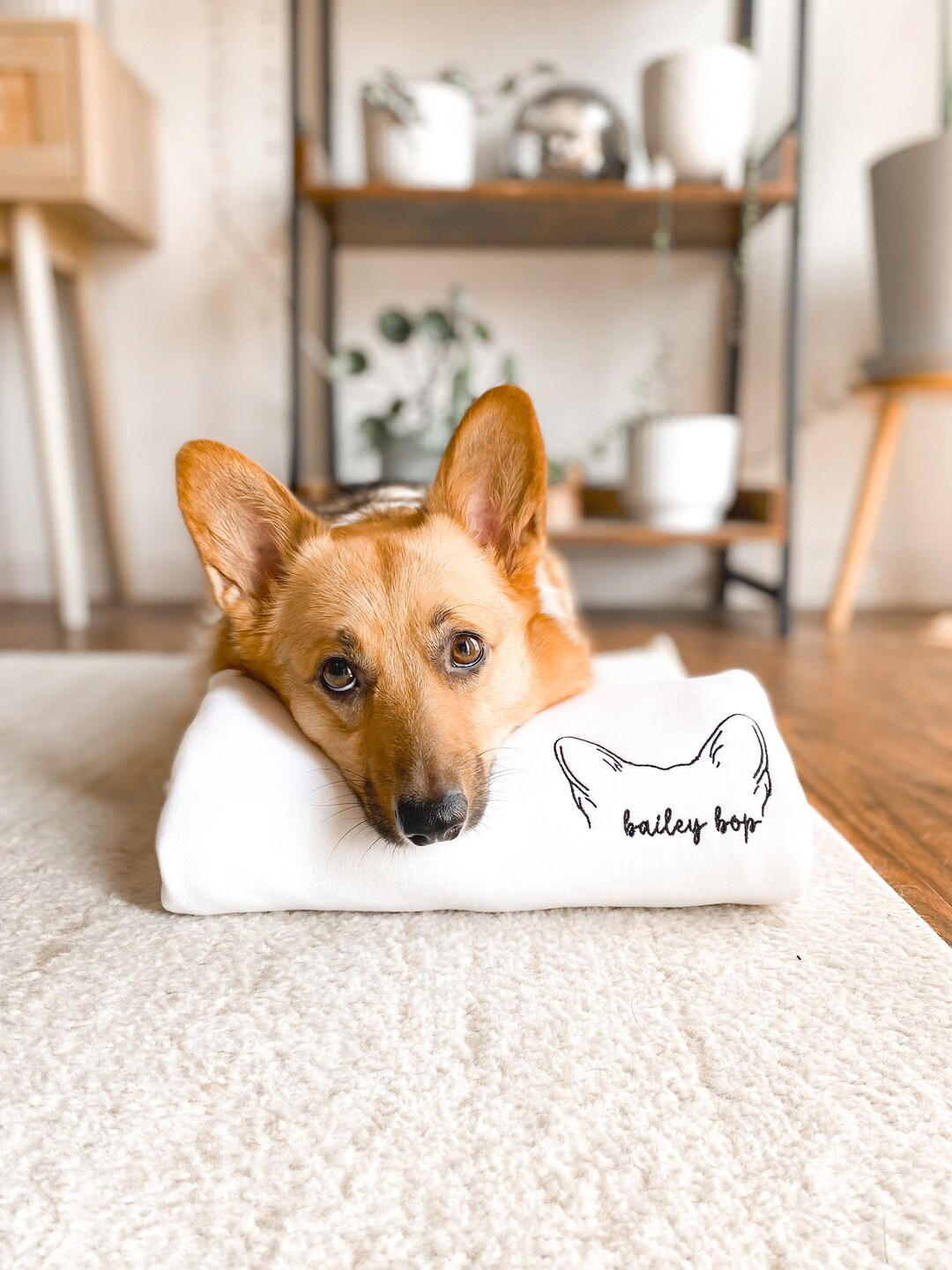 Embroidered Custom Dog Ear Sweatshirt, Custom Dog Ear Portrait, Custom ...