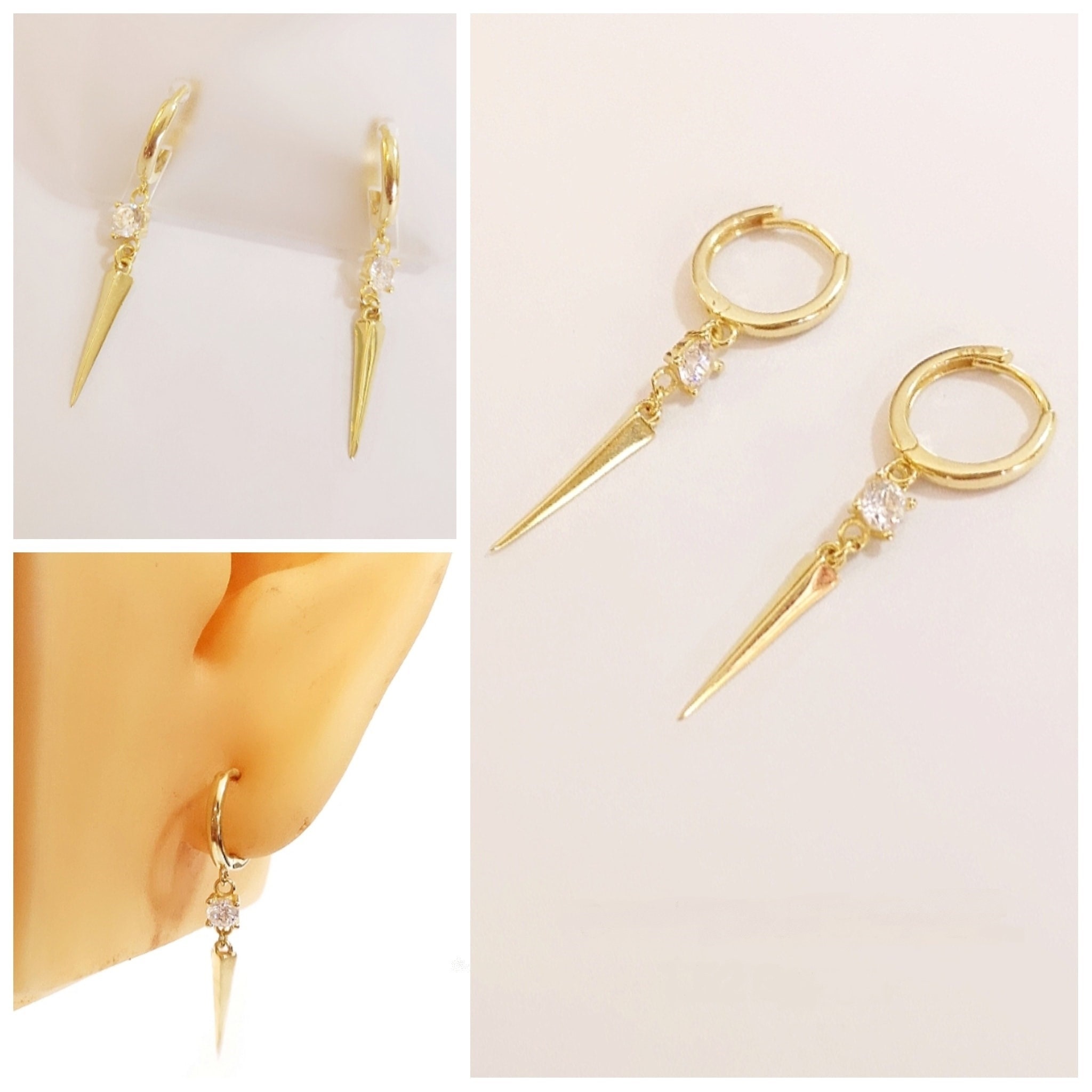 18k Solid Gold Kunai Earring • Anime Earrings • Dangle and Drops • Fine ...