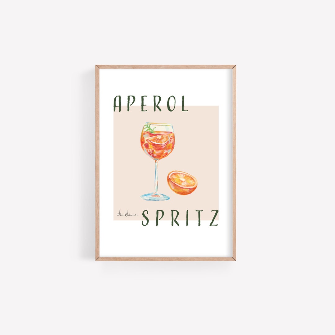 Aperol Spritz Print: Cocktail Bar Cart Wall Art - Etsy