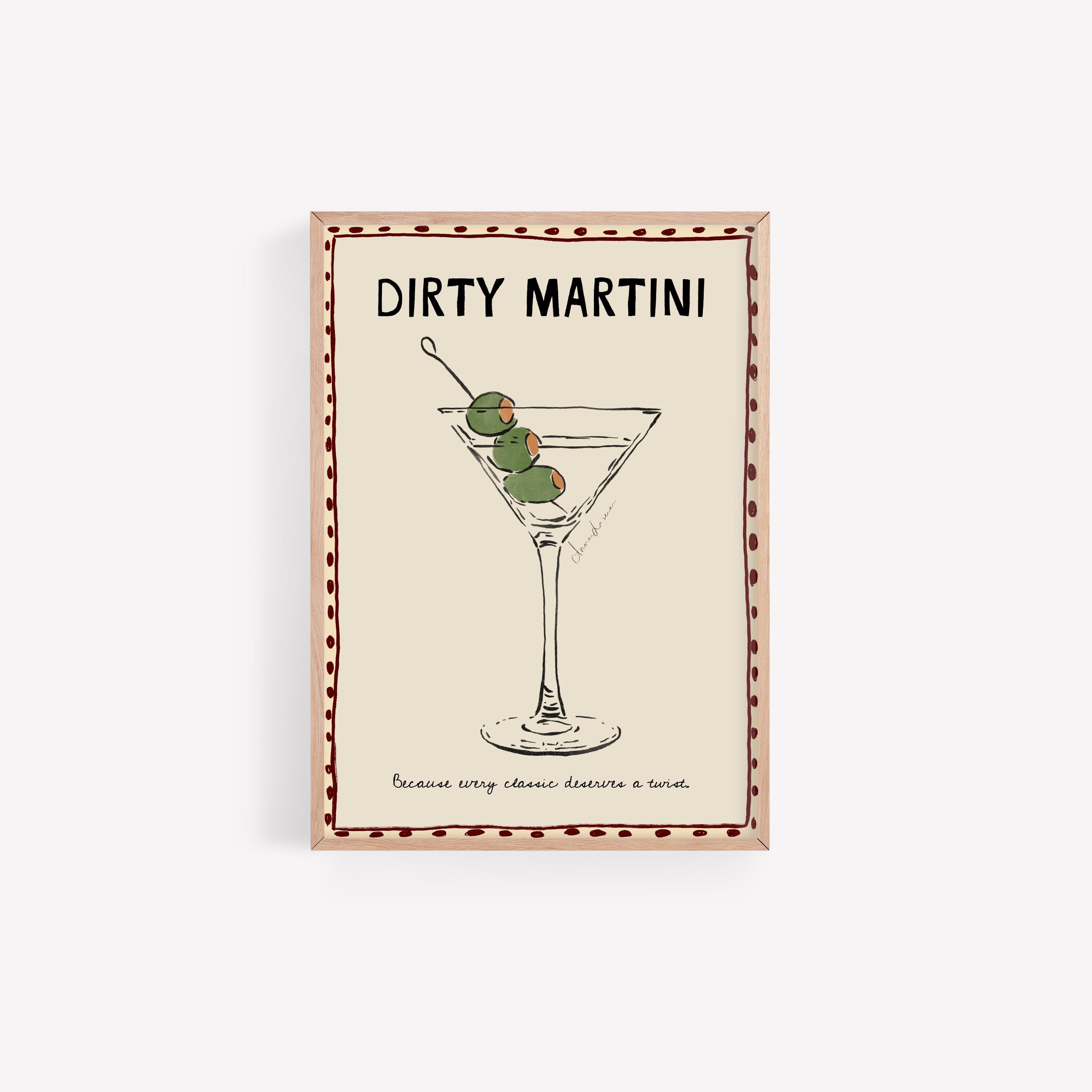 Dirty Martini Print: Cocktail Wall Art, Bar Cart Decor - Etsy