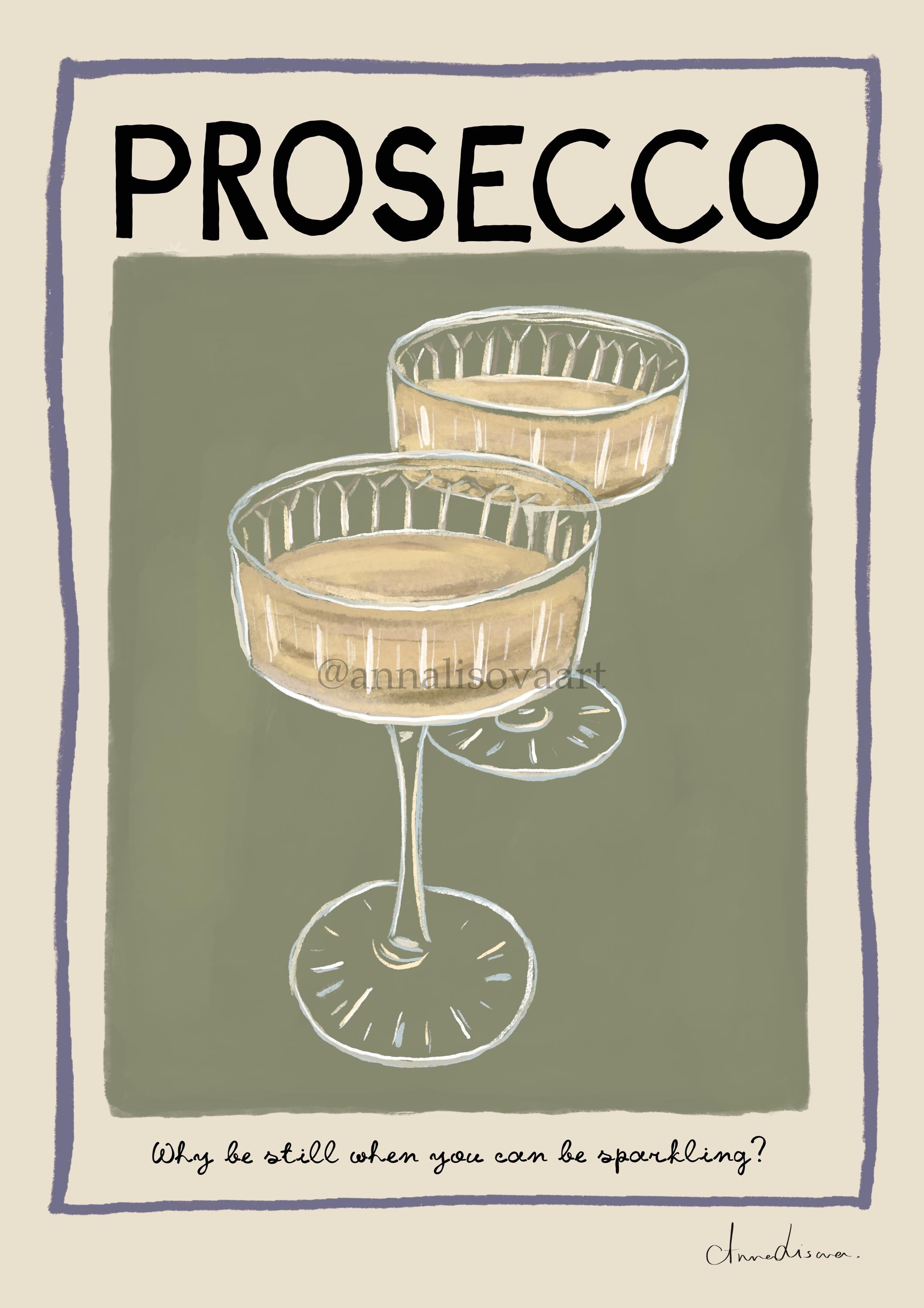 Prosecco Print: Bar Cart Wall Art Poster - Etsy