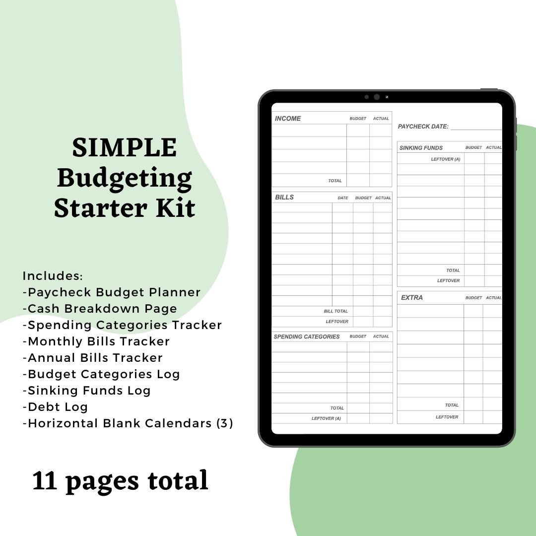 SIMPLE Budgeting Starter Kit - Digital Download - Printable - Budget Trackers and Logs ...