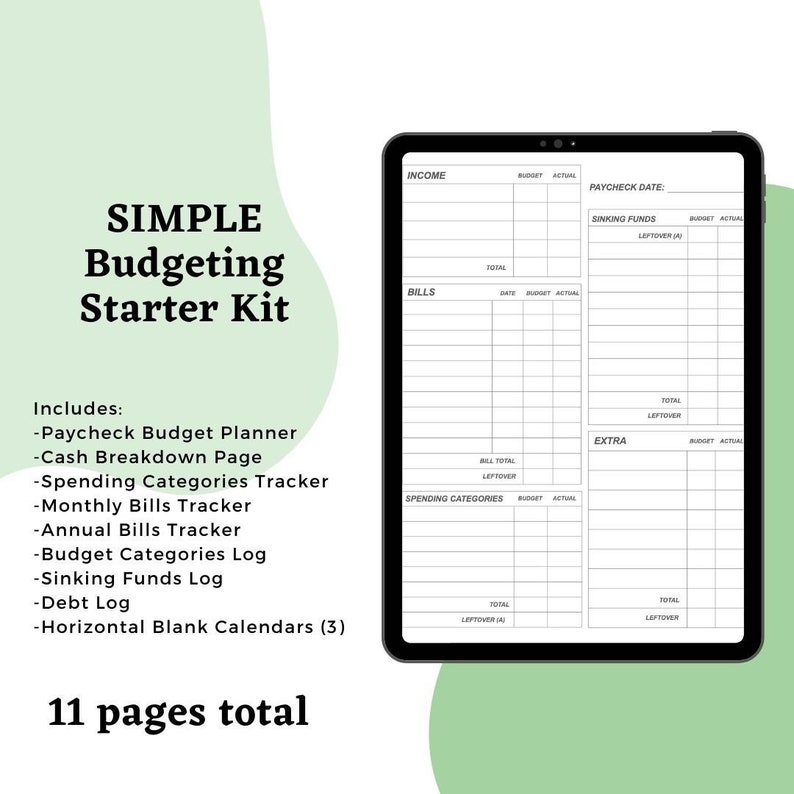 SIMPLE Budgeting Starter Kit - Digital Download - Printable - Budget ...