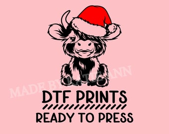 Highland Cow DTF Print Ready to Press Shaggy Cow Screen Print Farm Cow ...