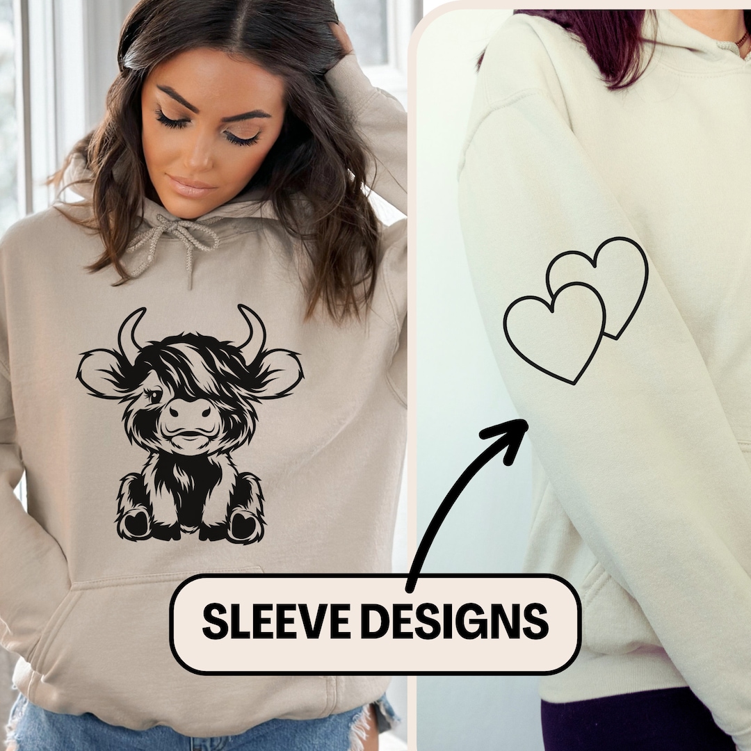 Hoodie Highland Cow Sweatshirt Shaggy Cow Silhouette Autumn Hoodie Fall ...