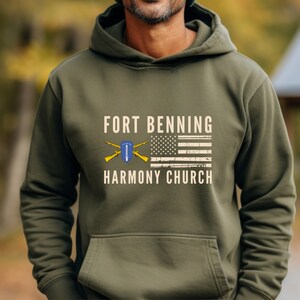 Fort Benning Harmony Church Shirt With American Flag Army Cross Rifle ...