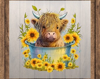 Summer Highland Cow Dtf Transfer - Etsy