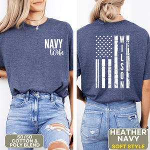 Custom Navy Shirt With Personalized American Flag Design on Sleeve for ...