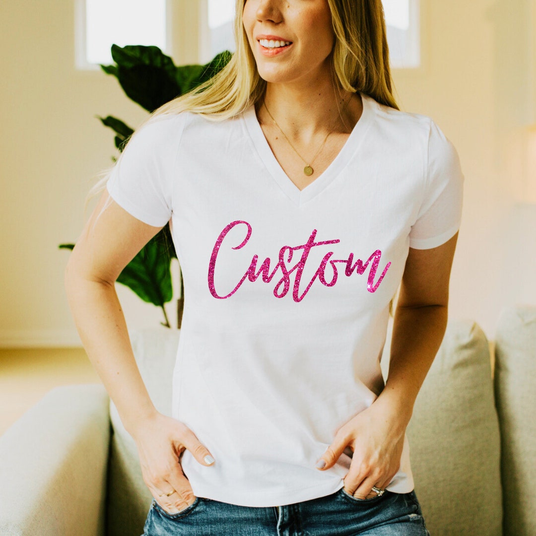 Personalized Glitter T-shirt for Women Custom Shirt Pink Shirt for ...