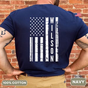 Custom Navy Shirt With Personalized American Flag Design on Sleeve for ...