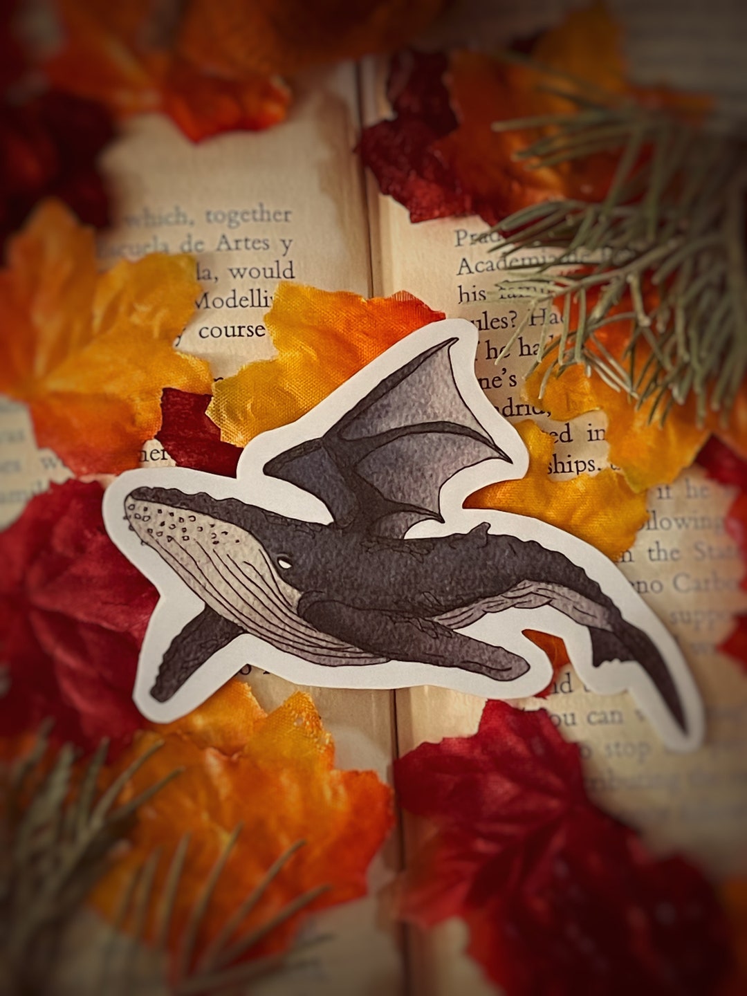 Spooky Batty Humpback Whale Spooky Season Sticker, Spooky Sticker ...
