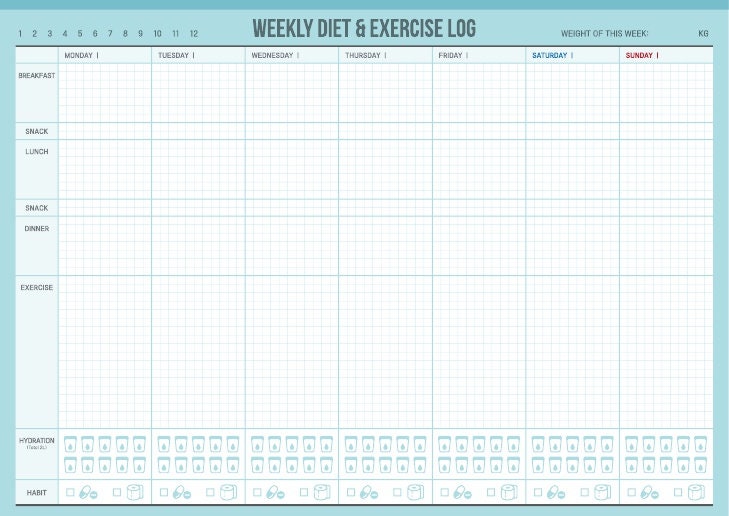 Food and Health Tracker Printable – Daily Food Journal – Food Log ...