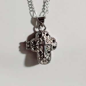 Silver Cross Locket Necklace - Etsy