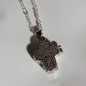 Silver Cross Locket Necklace - Etsy