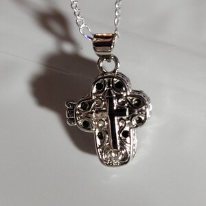 Silver Cross Locket Necklace - Etsy