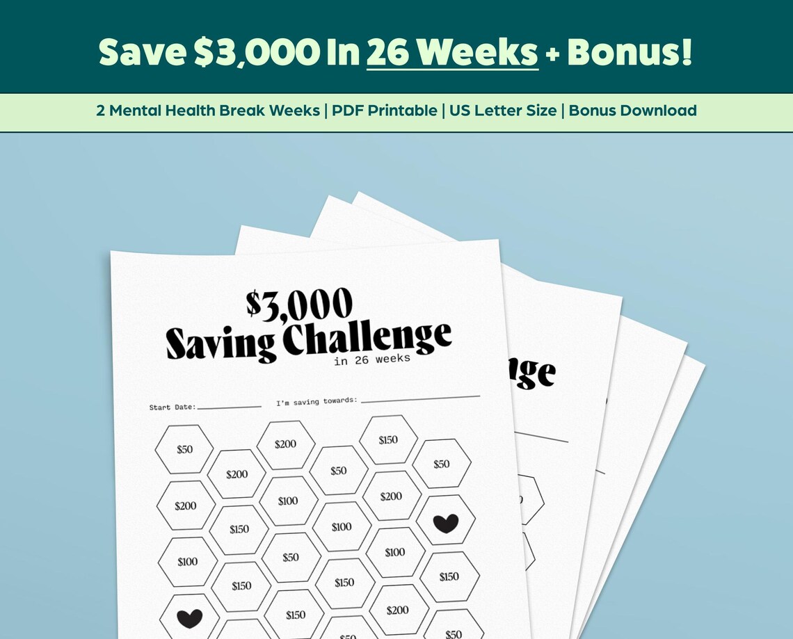 3K Savings Challenge in a 6 Months, 3000 Savings Challenge in 26 Weeks ...