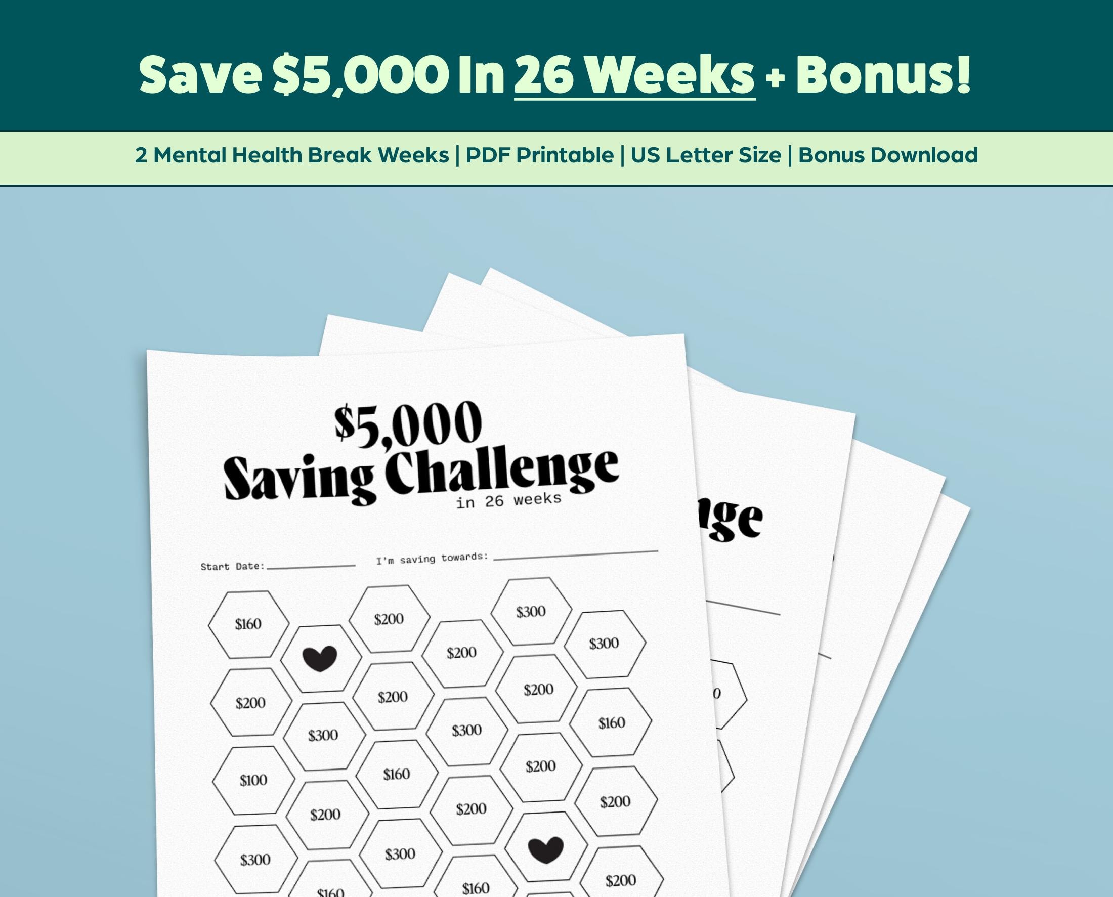 5K Savings Challenge in a 6 Months, 5000 Savings Challenge in 26 Weeks ...