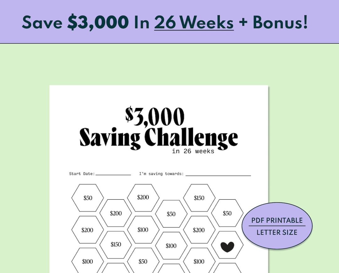 3K Savings Challenge in a 6 Months 3000 Savings Challenge in - Etsy