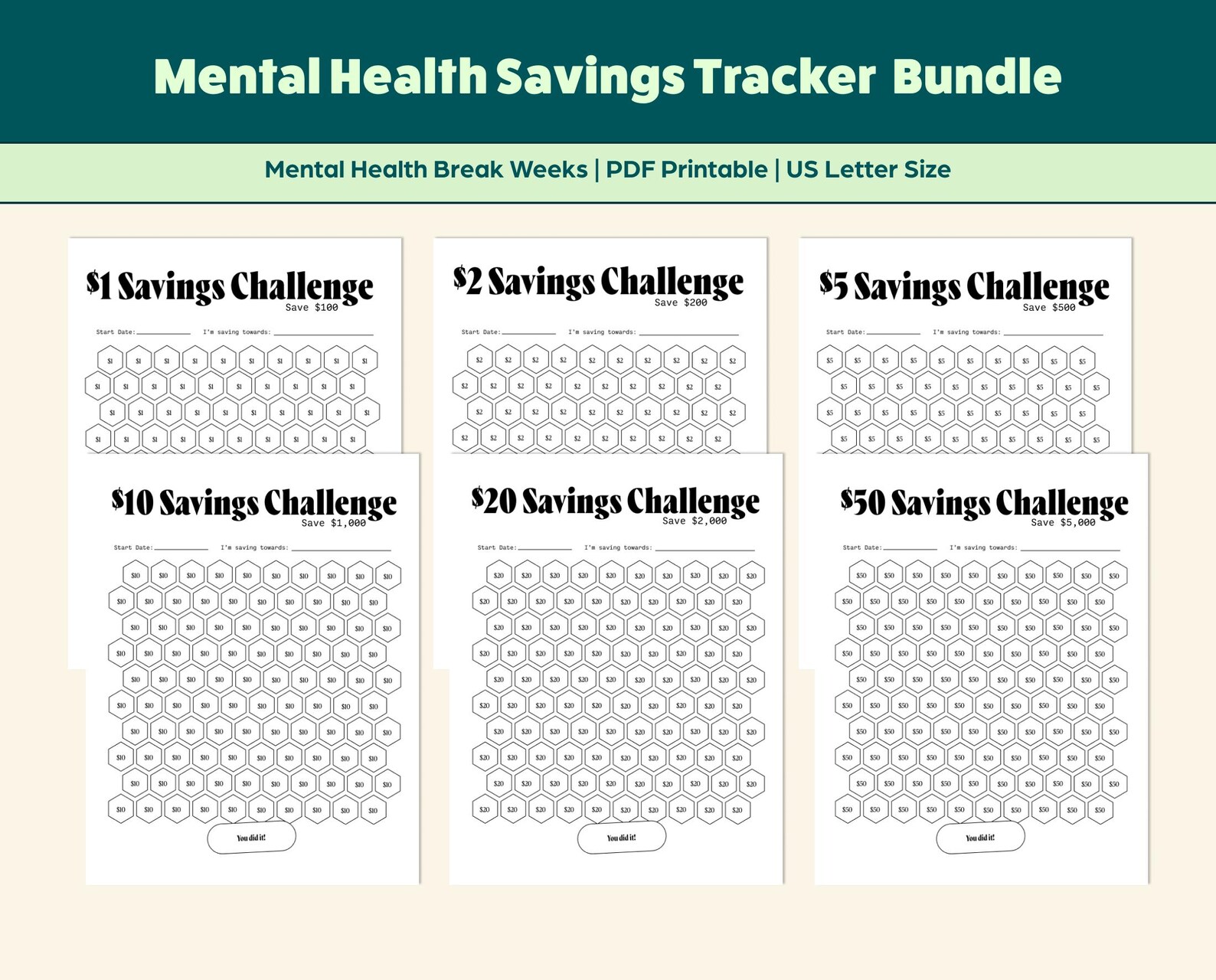 Savings Challenge, Money Tracker Printables, Savings Tracker Bundle ...