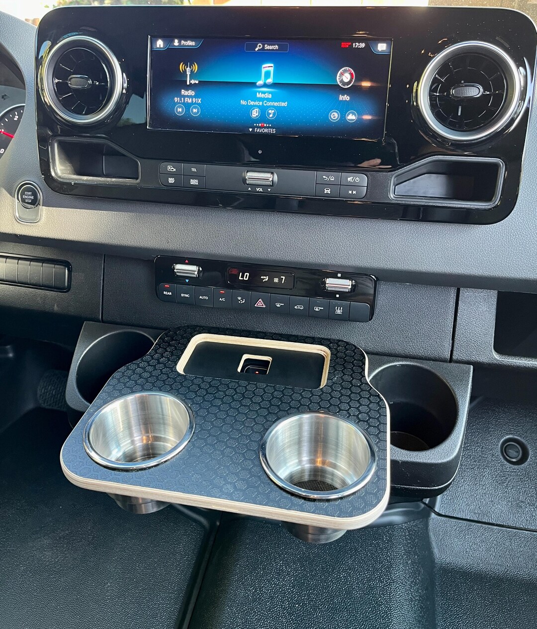 Sprinter Van Black Hex Snack Tray: Stainless Cup Holders, Phone Table ...