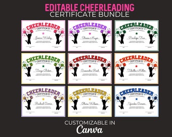 Cheerleading Award Certificate Editable Canva Template - Etsy