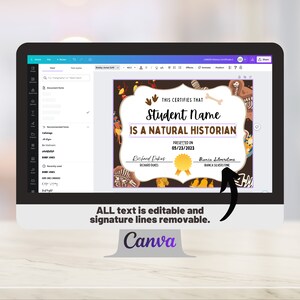 Editable School Certificate History Award, Elementary Student Classroom ...