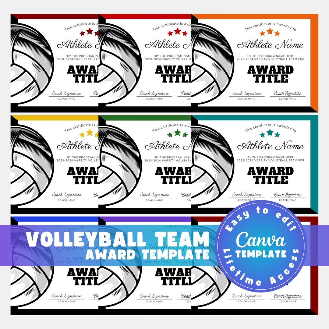 Editable Volleyball Awards Certificates Bundle Team Party Printables ...