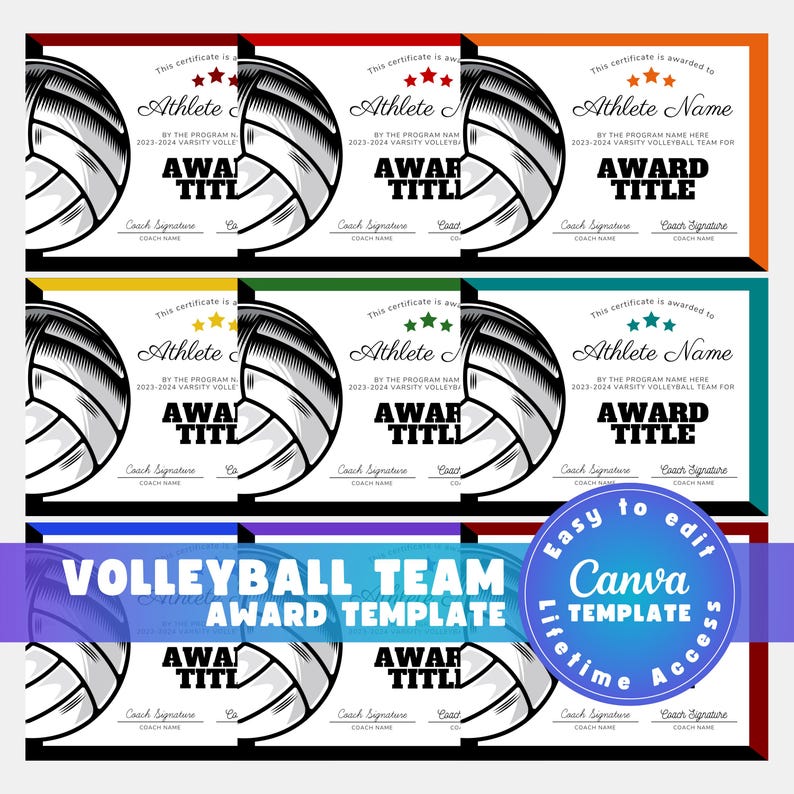 Editable Volleyball Awards Certificates Bundle Team Party Printables ...