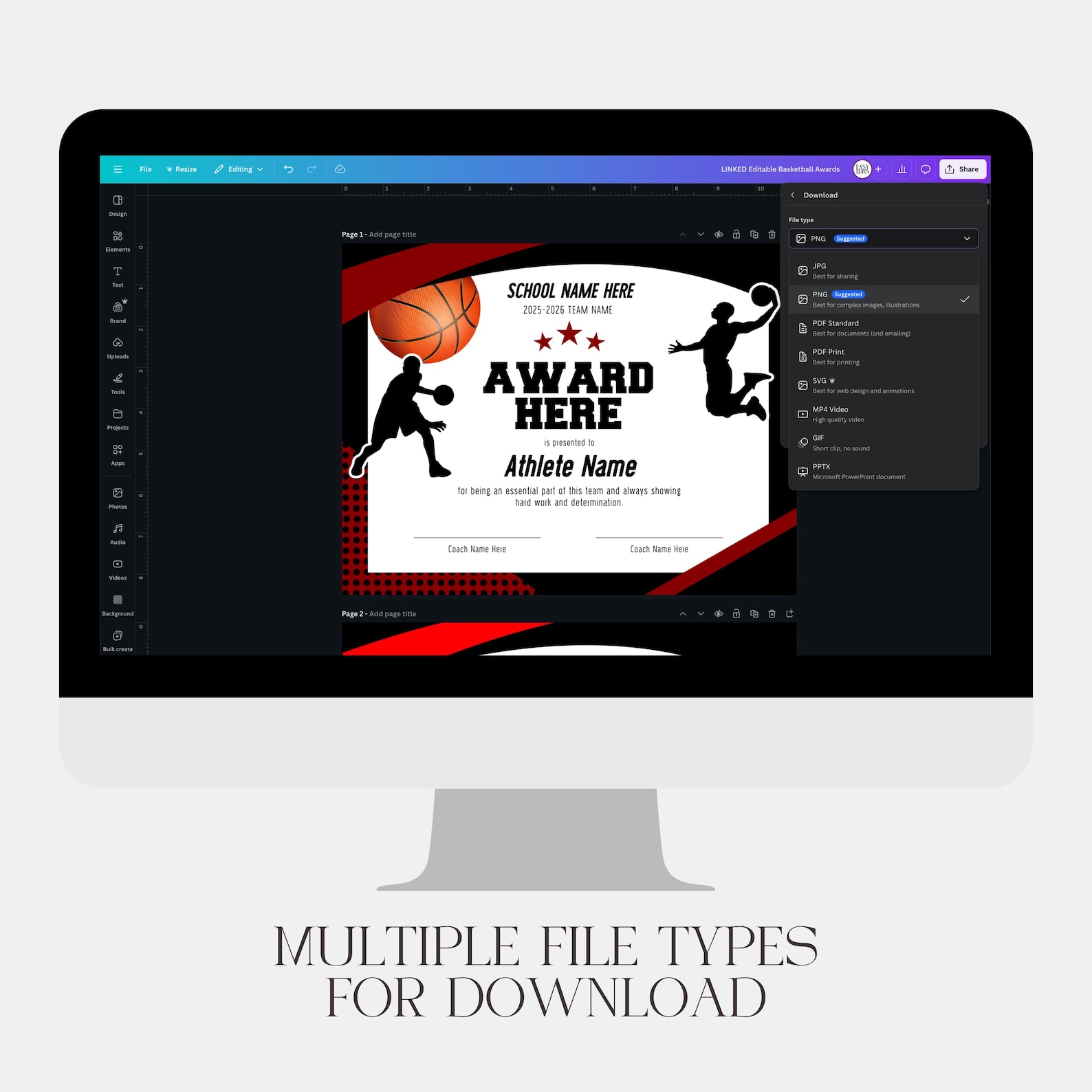 Basketball Award Certificate Bundle Editable Canva Template (digital ...