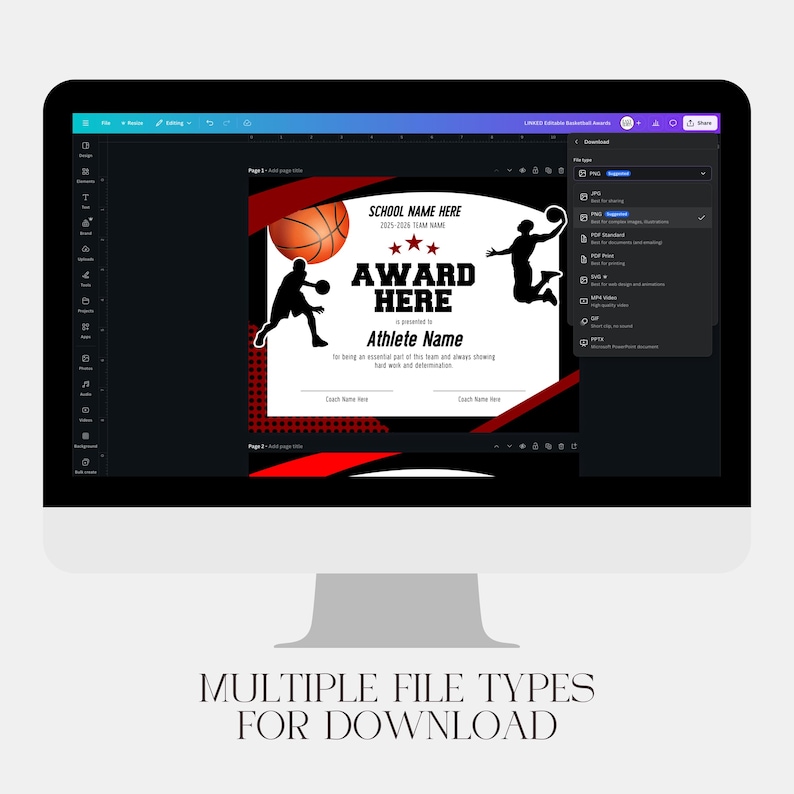 Basketball Award Certificate Bundle Editable Canva Template (digital ...