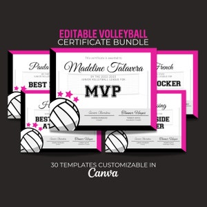 End of Season Volleyball Awards Bundle, Editable Volleyball ...