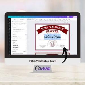 Editable Baseball Award Certificate Bundle, Editable Canva Template ...