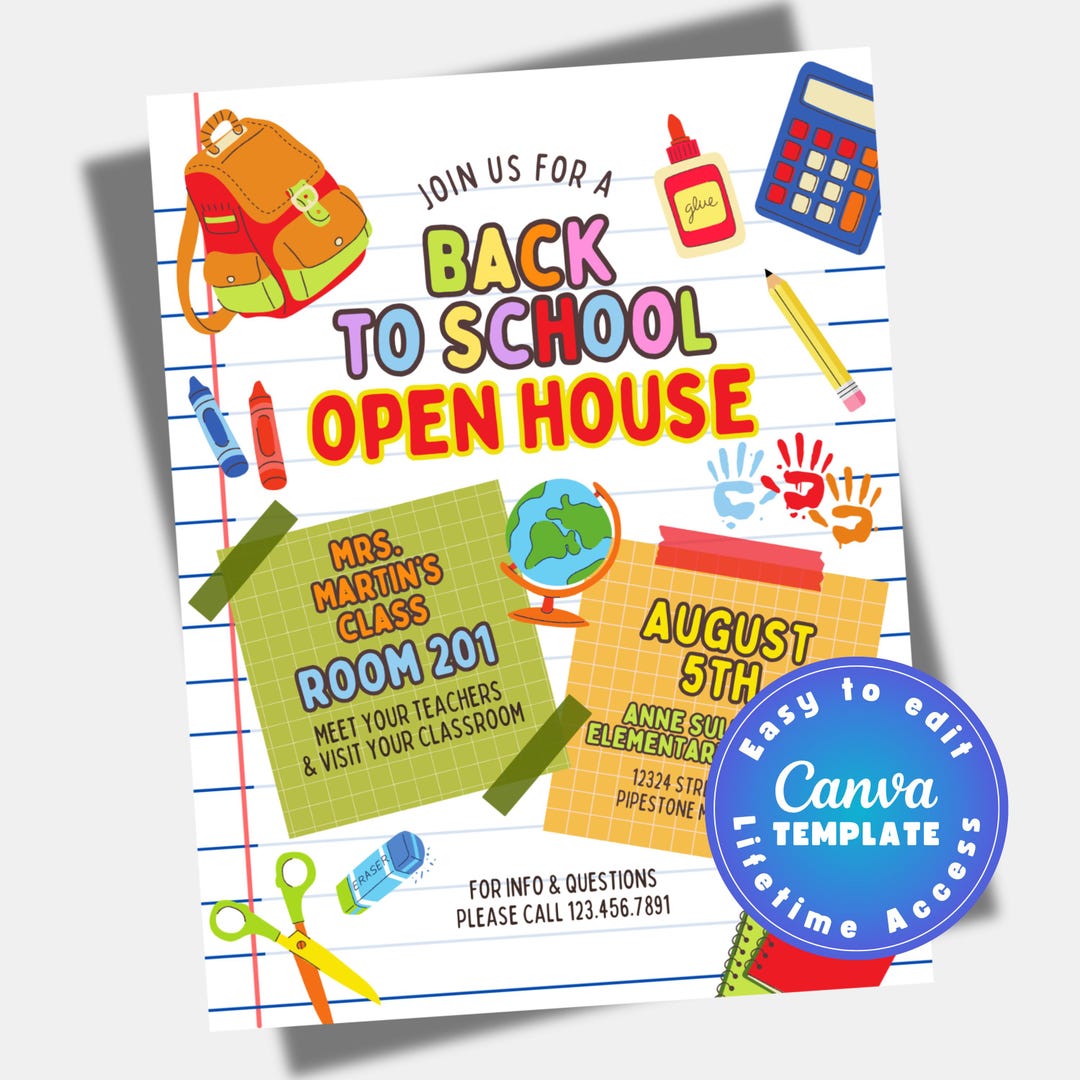 Editable Back to School Open House Flyer Printable School Fundraiser ...
