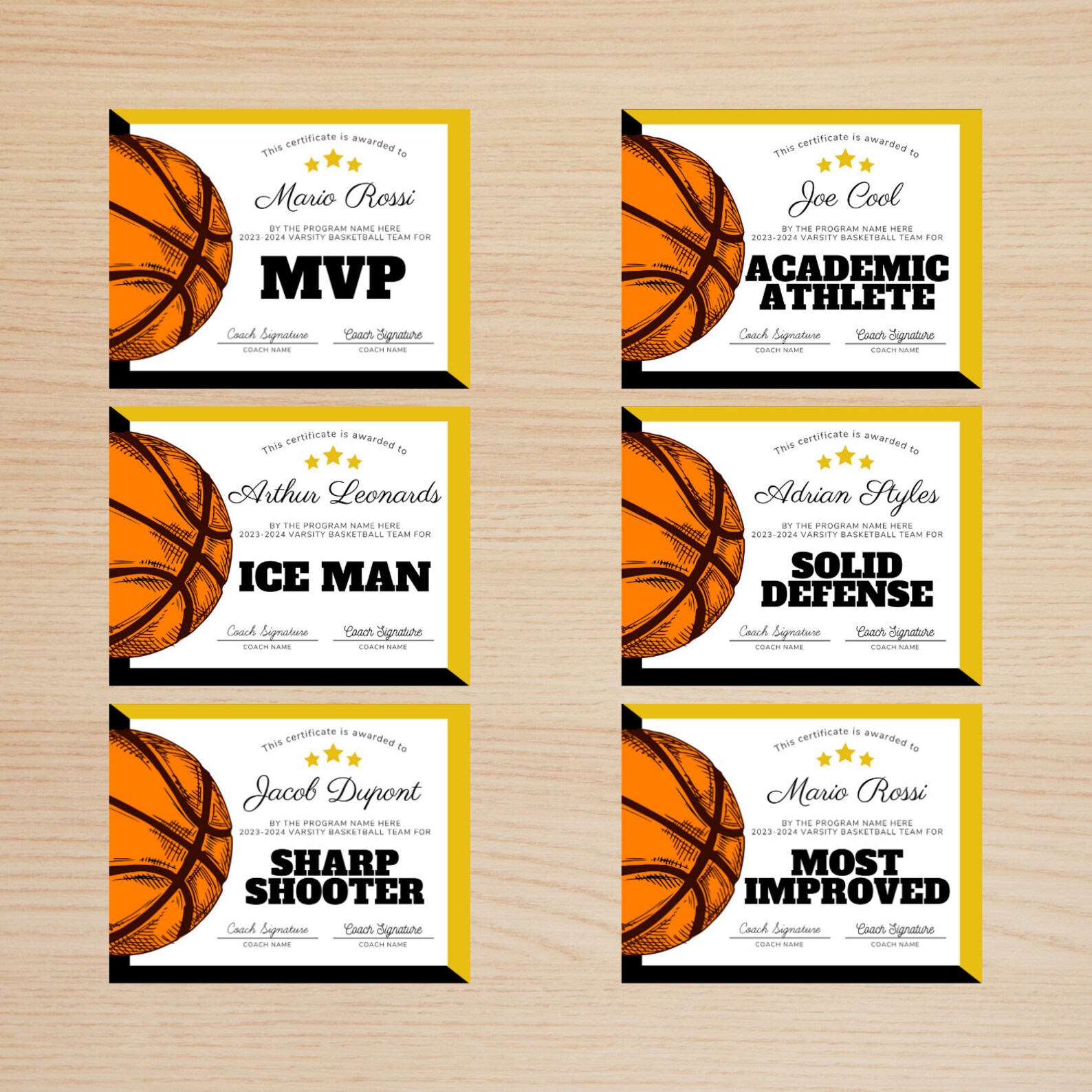 Editable Basketball Award Certificates, Basketball Awards Bundle Canva ...