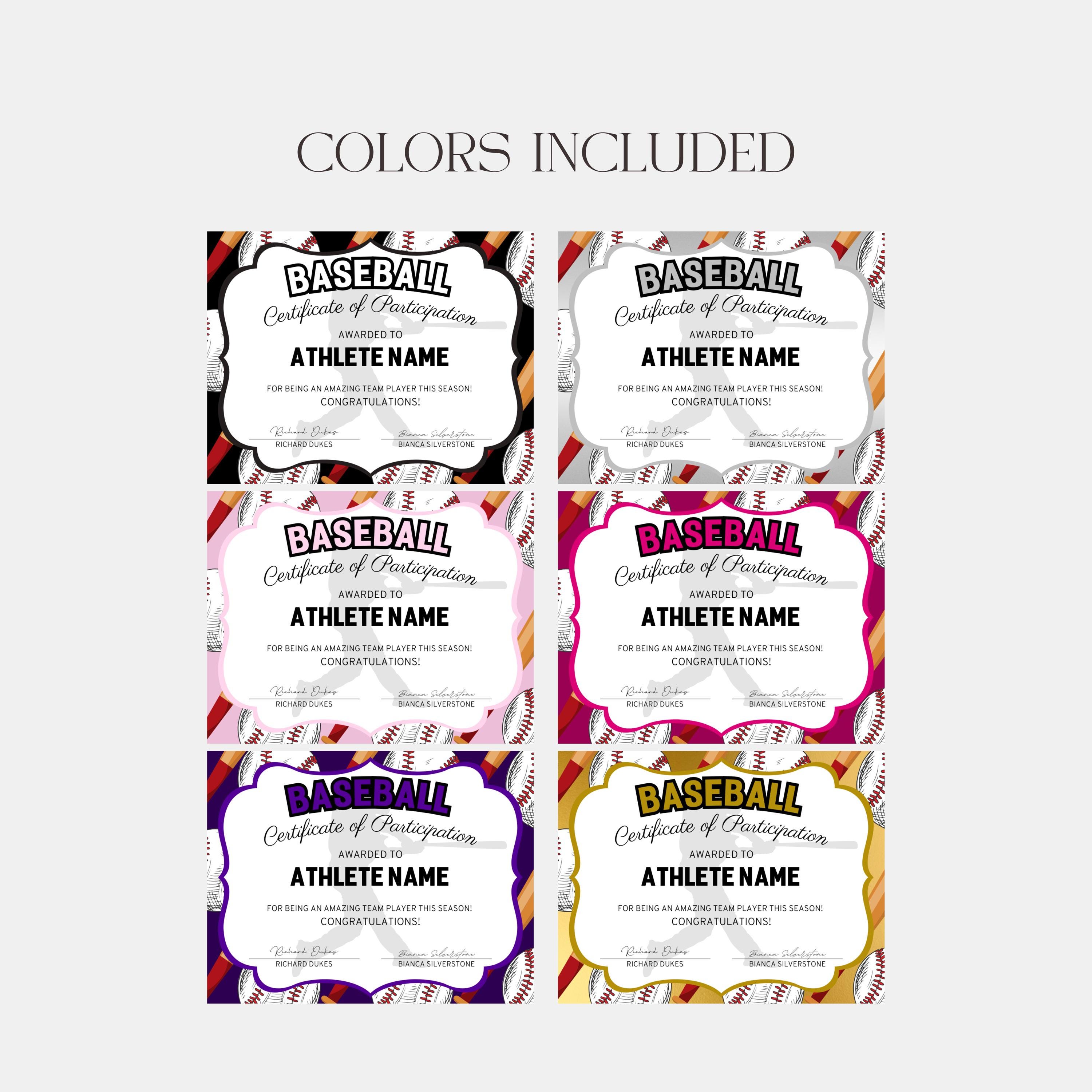 Personalized Baseball Award Certificates Custom Team Awards (canva ...