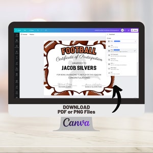 End of Season Football Awards, Editable Certificate, Printable Award ...
