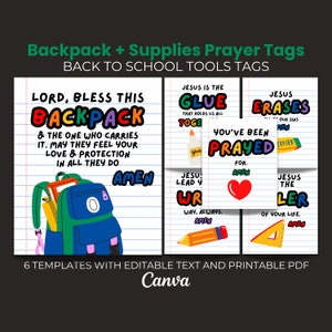 Editable Backpack Prayer Tags, School Supplies Tags, Supplies Prayer ...