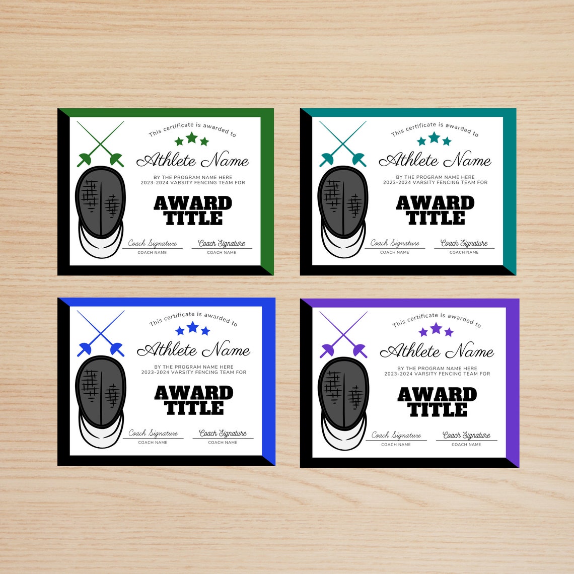 Editable Fencing Team Certificate Fencing Awards Printable - Etsy