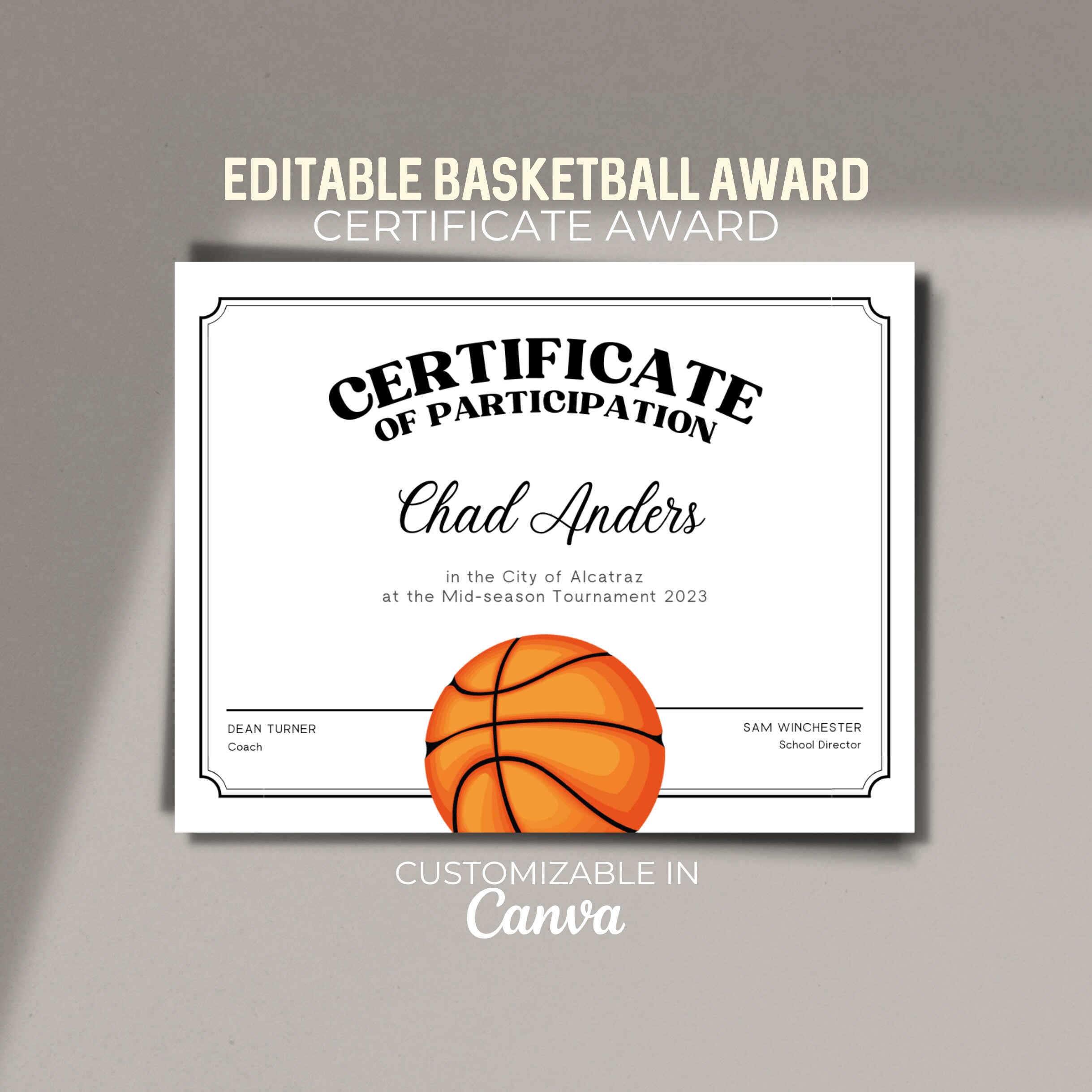 End of Season Basketball Awards Editable Certificate Canva - Etsy Australia