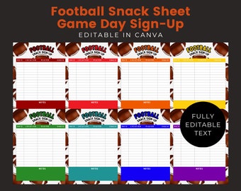 Editable Football Snack Sign up Sheet, Game Day Schedule Canva Template ...