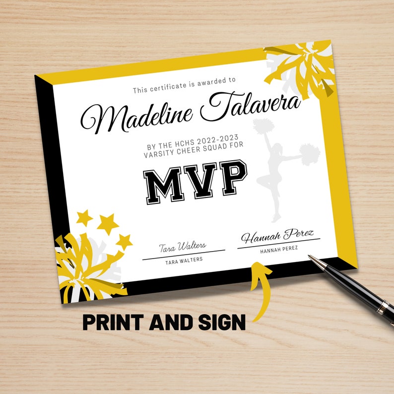 Editable Cheerleading Certificate Cheer Squad Awards Team - Etsy