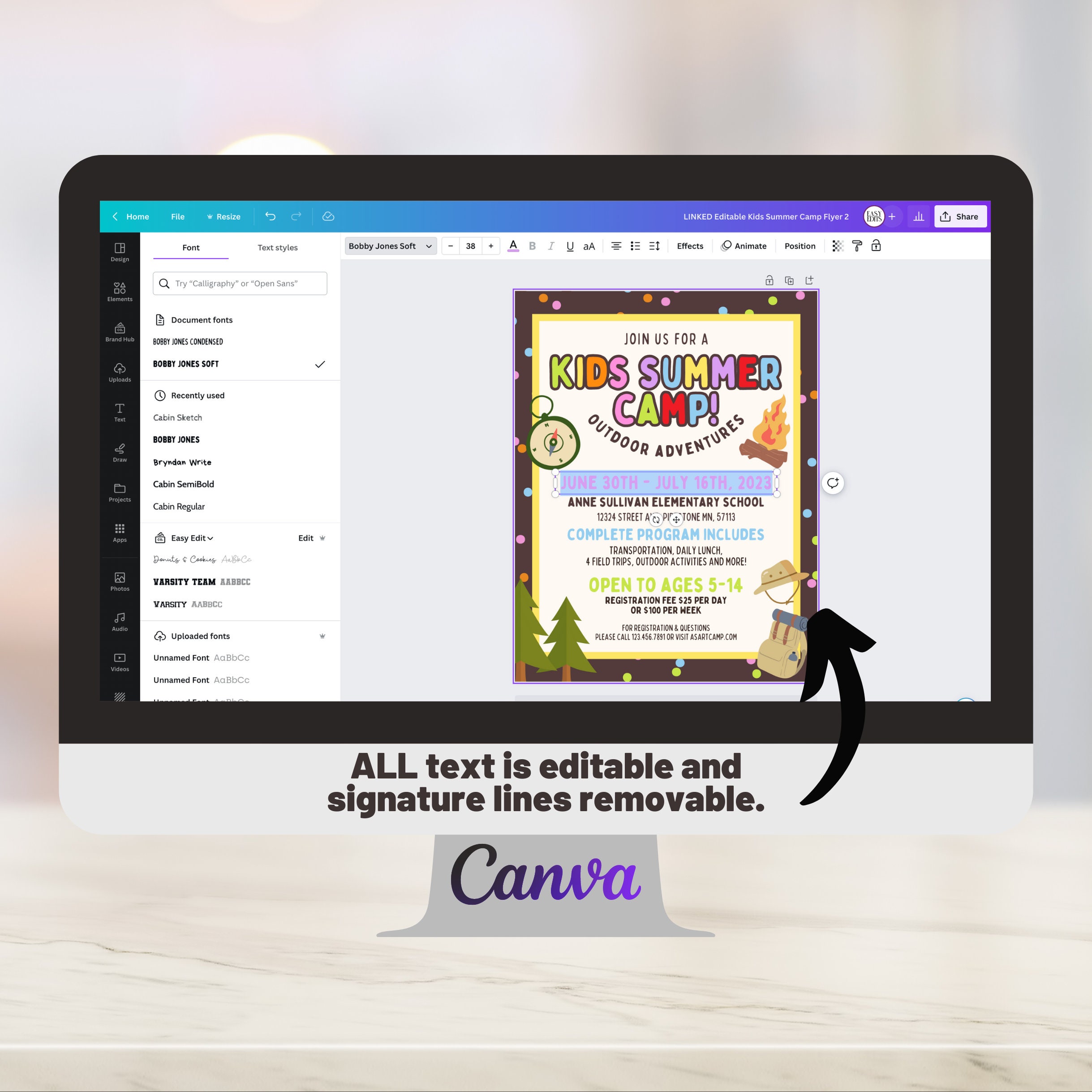 Editable Summer Outdoor Camp Flyer Template School Summer - Etsy