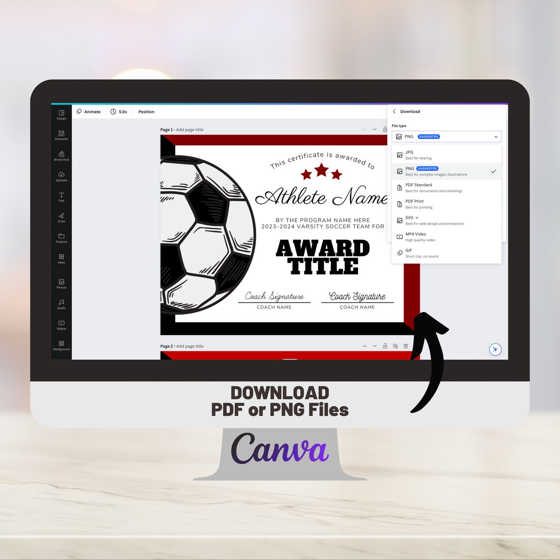 Editable Soccer Award Certificate Bundle Team Party Awards (canva ...