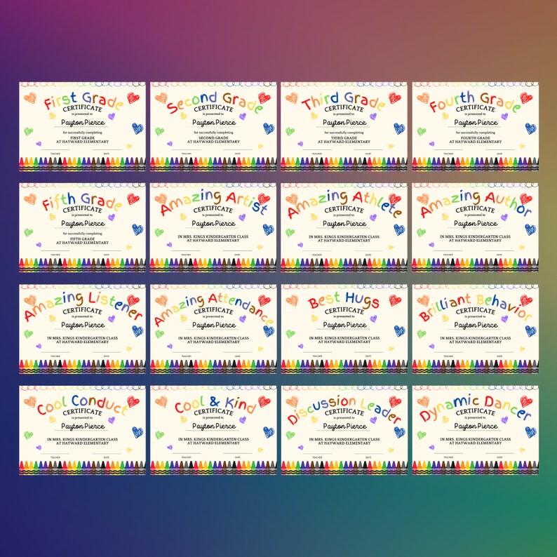 Editable Elementary Classroom Award Certificate Canva - Etsy