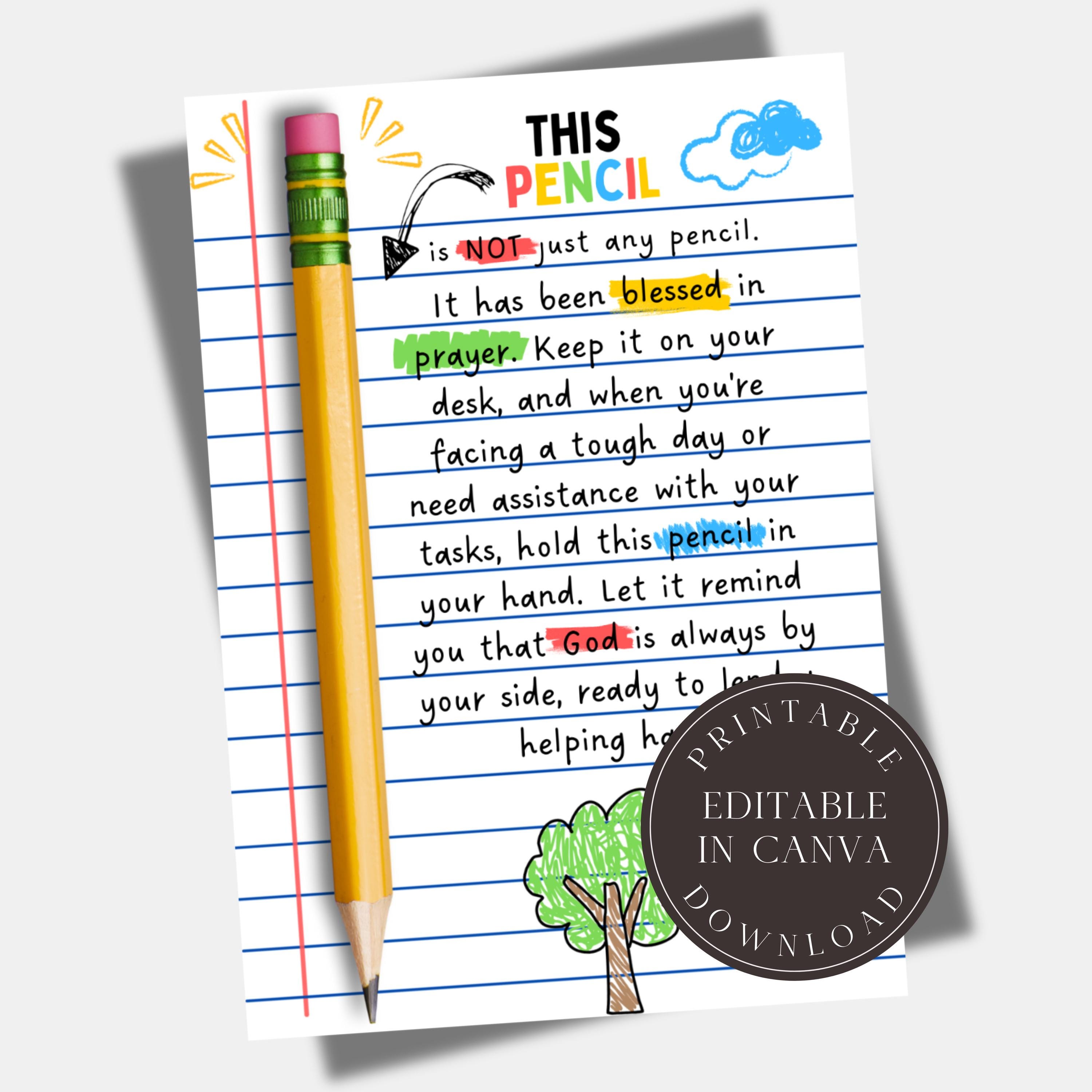 Editable Pencil Prayer Tag Sunday School Printable (canva Template) - Etsy