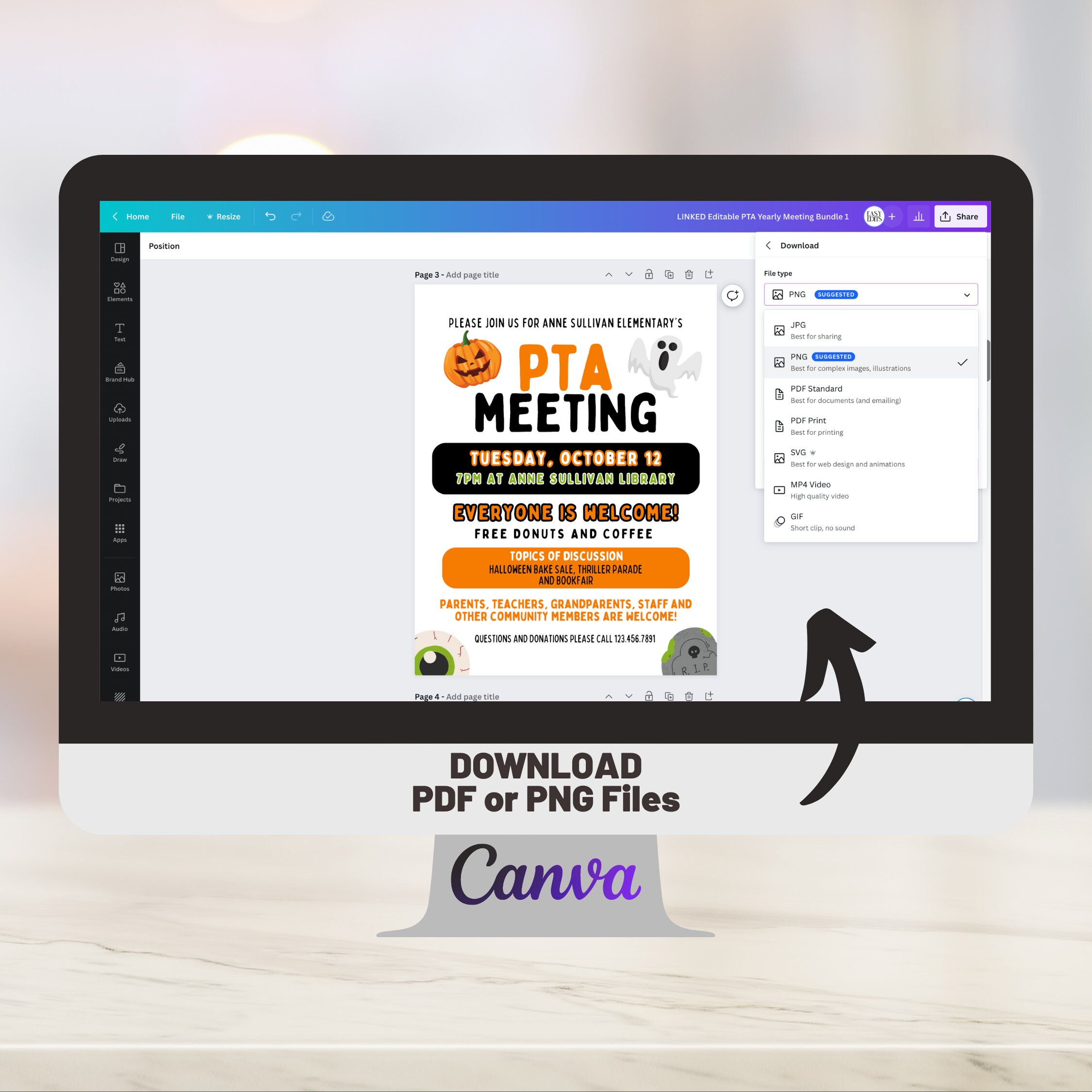Editable October PTA PTO Meetings Flyer Canva Template - Etsy