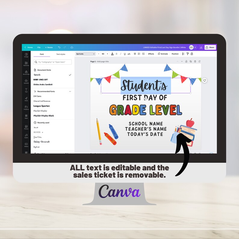 Editable First Day of School Sign Printable Photo Poster (canva ...