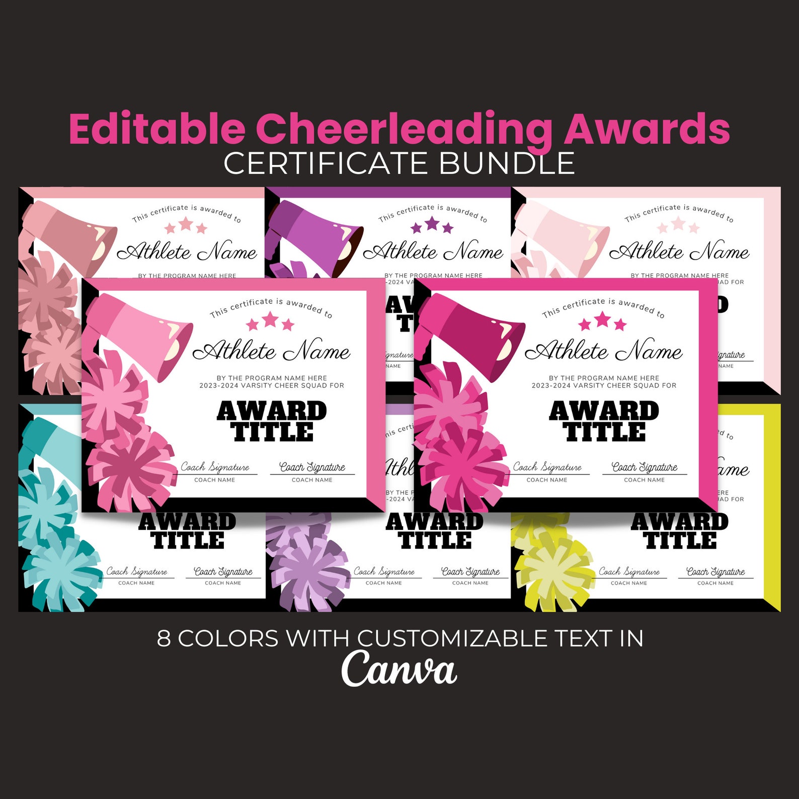 Cheerleading Certificate, Cheer Squad Awards, Printable Cheer Award ...