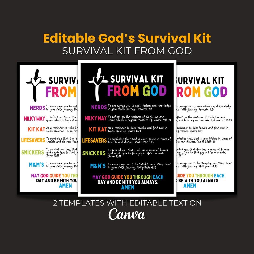 Editable Gods Survival Kit, Church Tag, Survival Kit From God ...